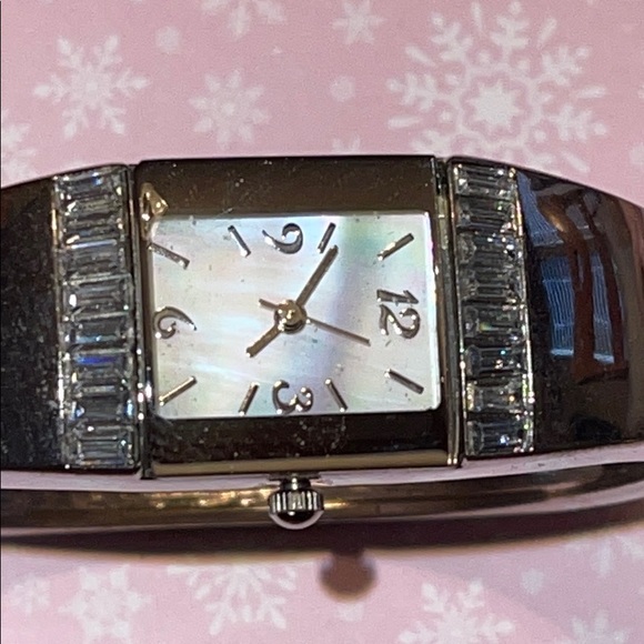 Accessories | Cuff Mother Of Pearlish Iridescent Face Watch | Poshmark